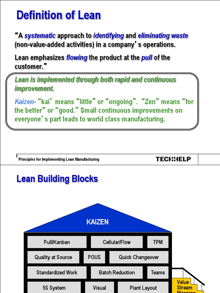 Definition of Lean: Systematic Identifying Eliminating Waste Flowing ...