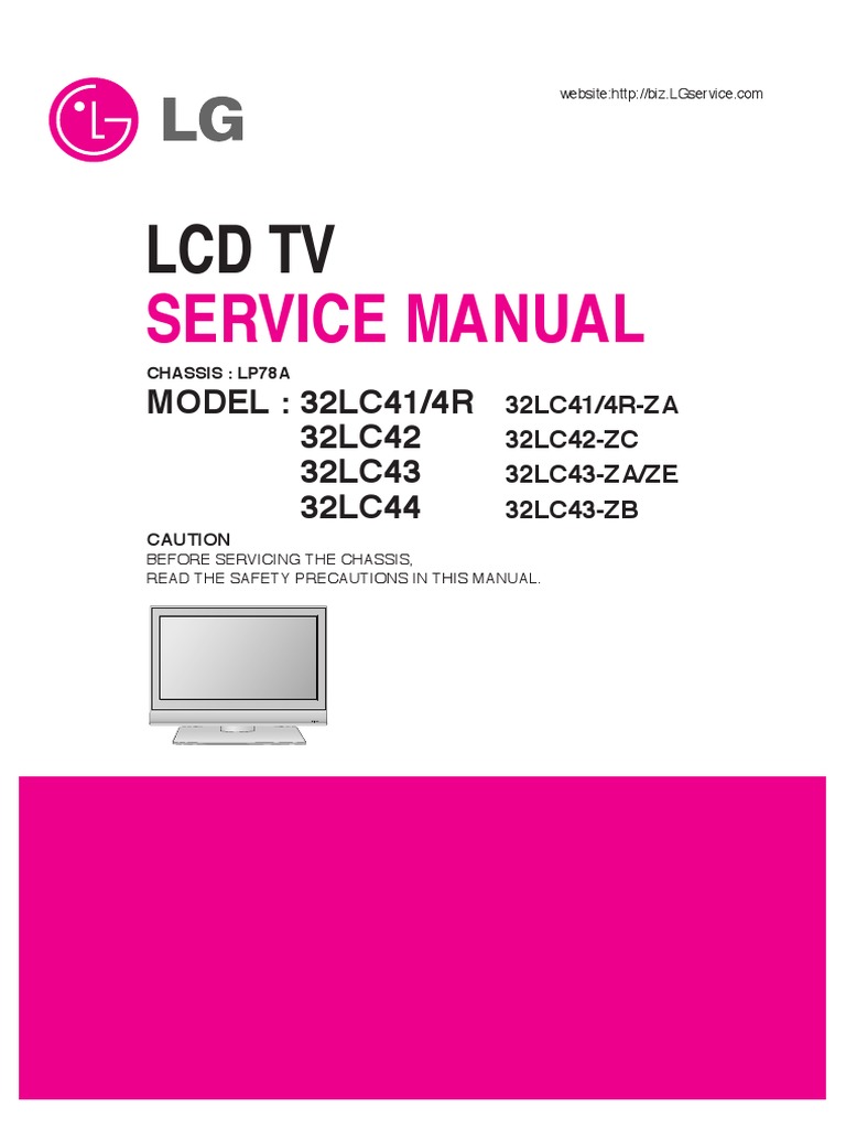 LCD TV LG 32lc41-4r 32lc42 32lc43 32lc44 Chassis Lp78a | PDF ...
