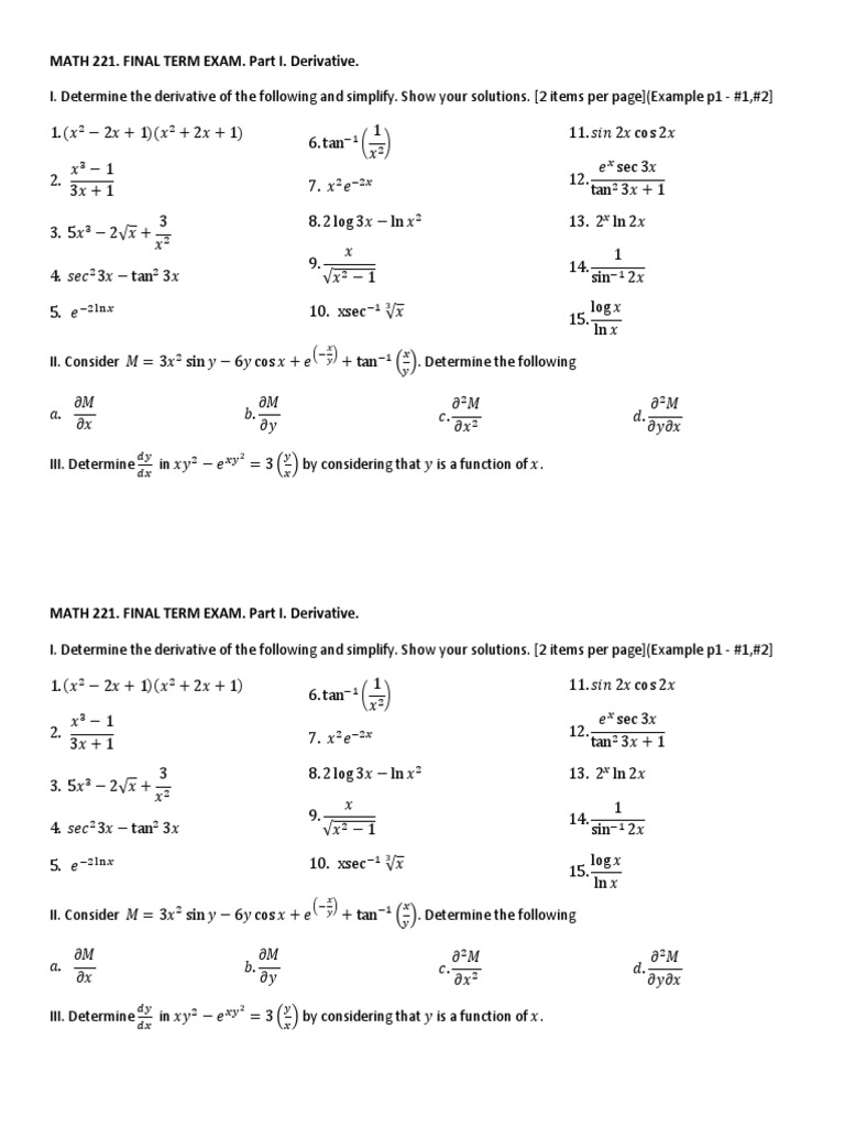 MATH 221 Final Term Exam | PDF | Speed | Physical Sciences
