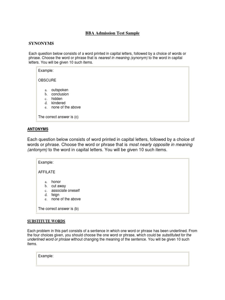 SZABIST Entry Test Sample Paper For BBA | PDF | Cognitive Science ...