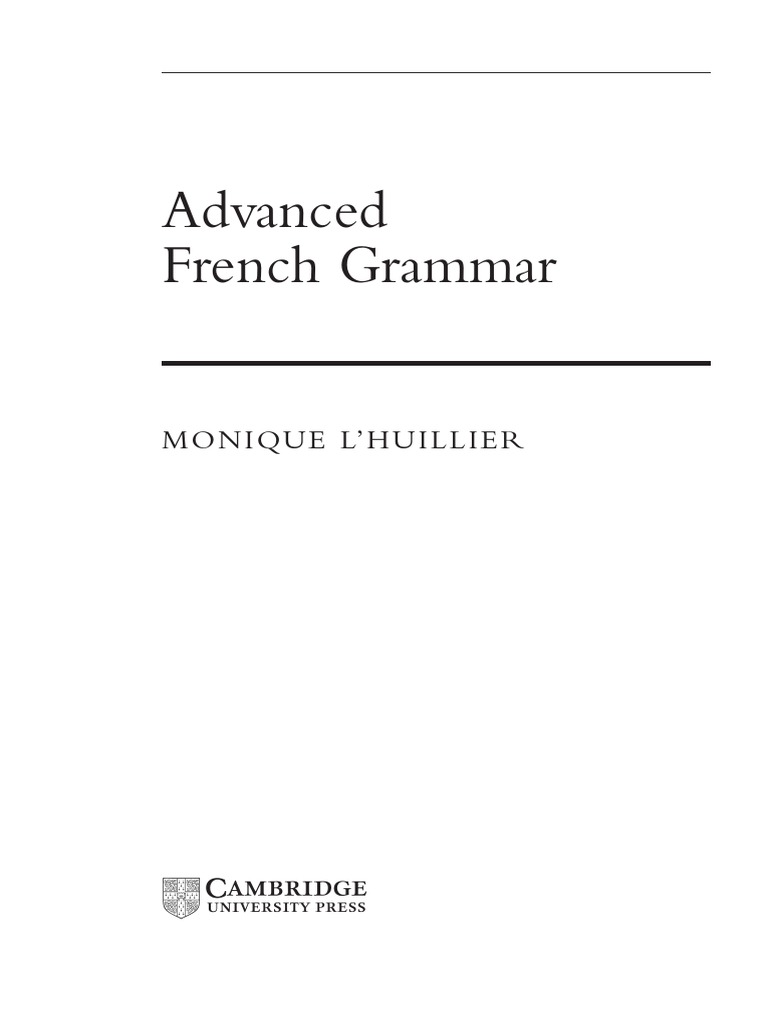 Advanced French Grammar | PDF | Pronoun | Grammatical Gender