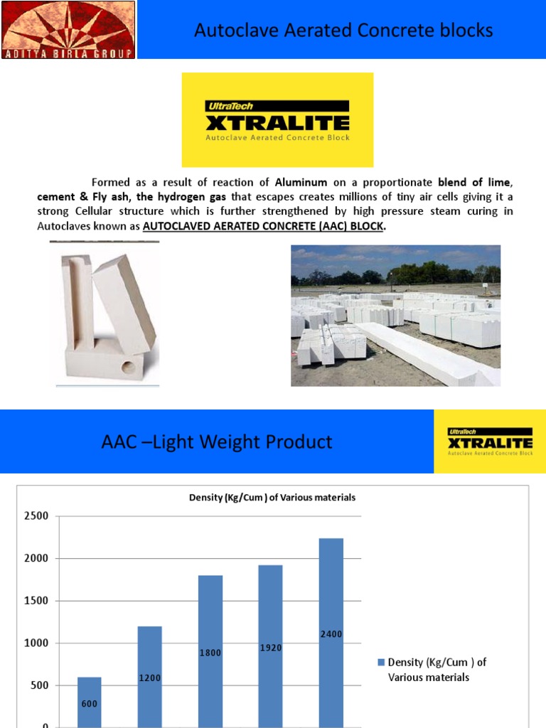 Ultratech Xtralite Autoclaved Aerated Concrete Aac Block | PDF ...