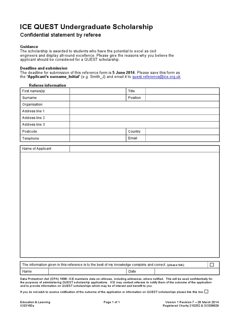 Ice Reference Form | PDF