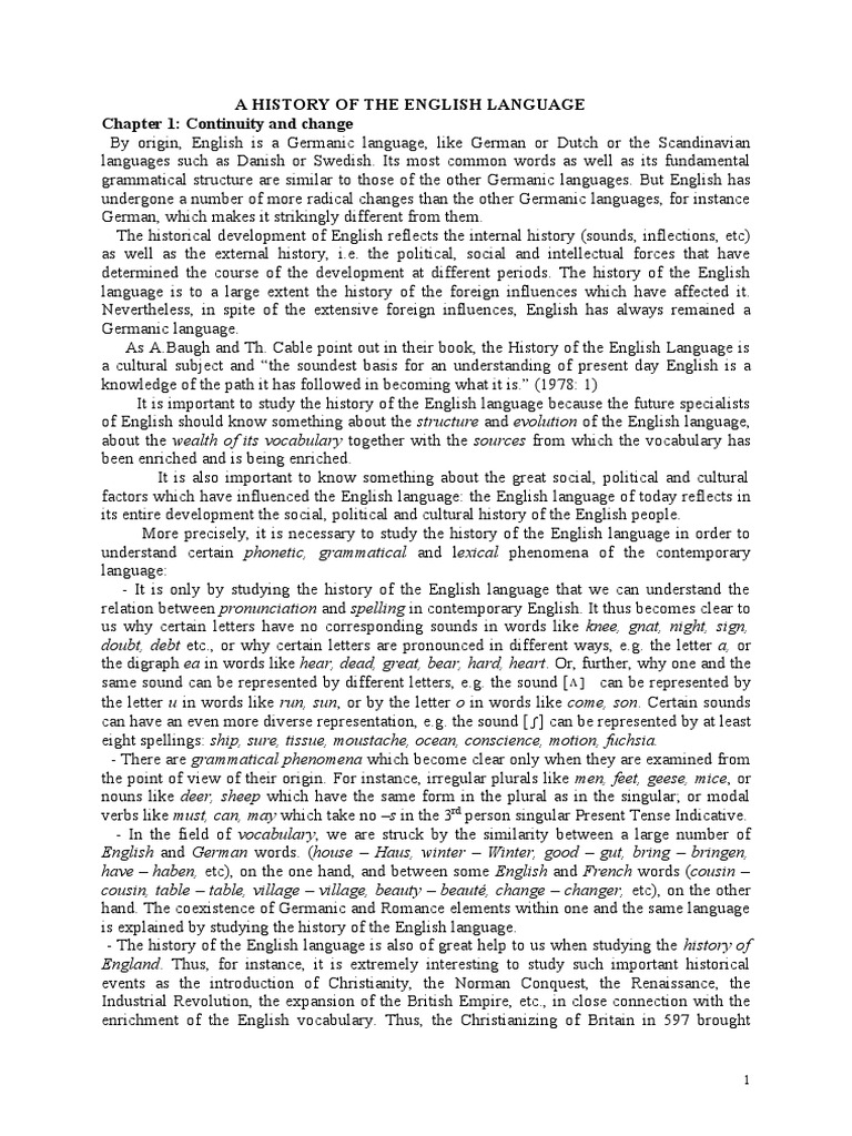 A History of The English Language | PDF | English Language | German ...