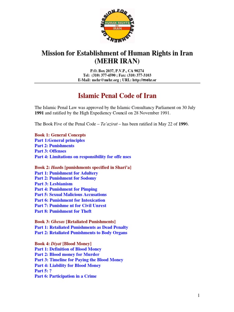 Islamic Penal Code of Iran | PDF