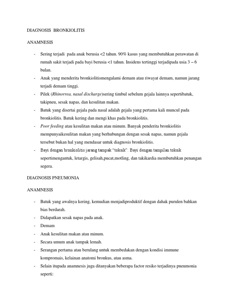 Diagnosis Bronkiolitis & Pneumonia pada Anak | PDF