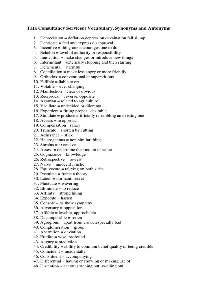 Vocabulary Synonyms and Antonyms | PDF | Science | Philosophical Science