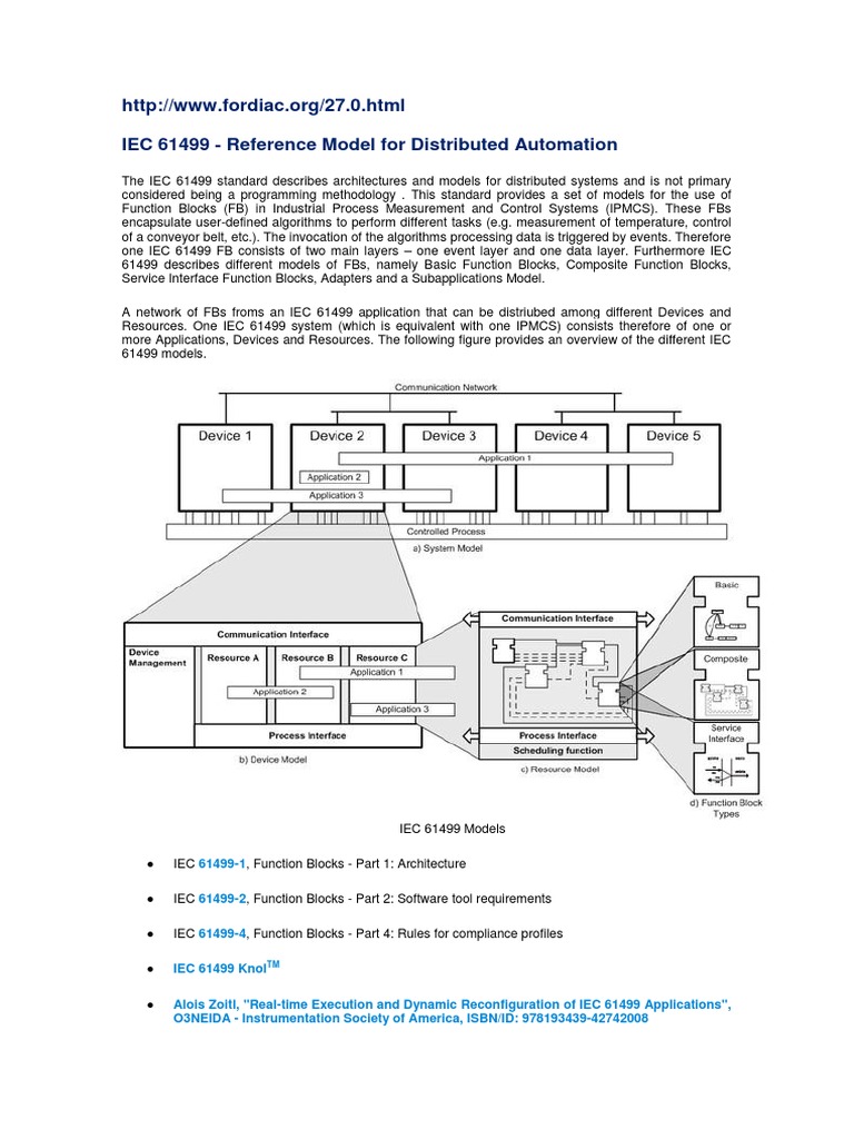 IEC 61499 - Reference Model For Distributed Automation | PDF | Automation | Embedded System