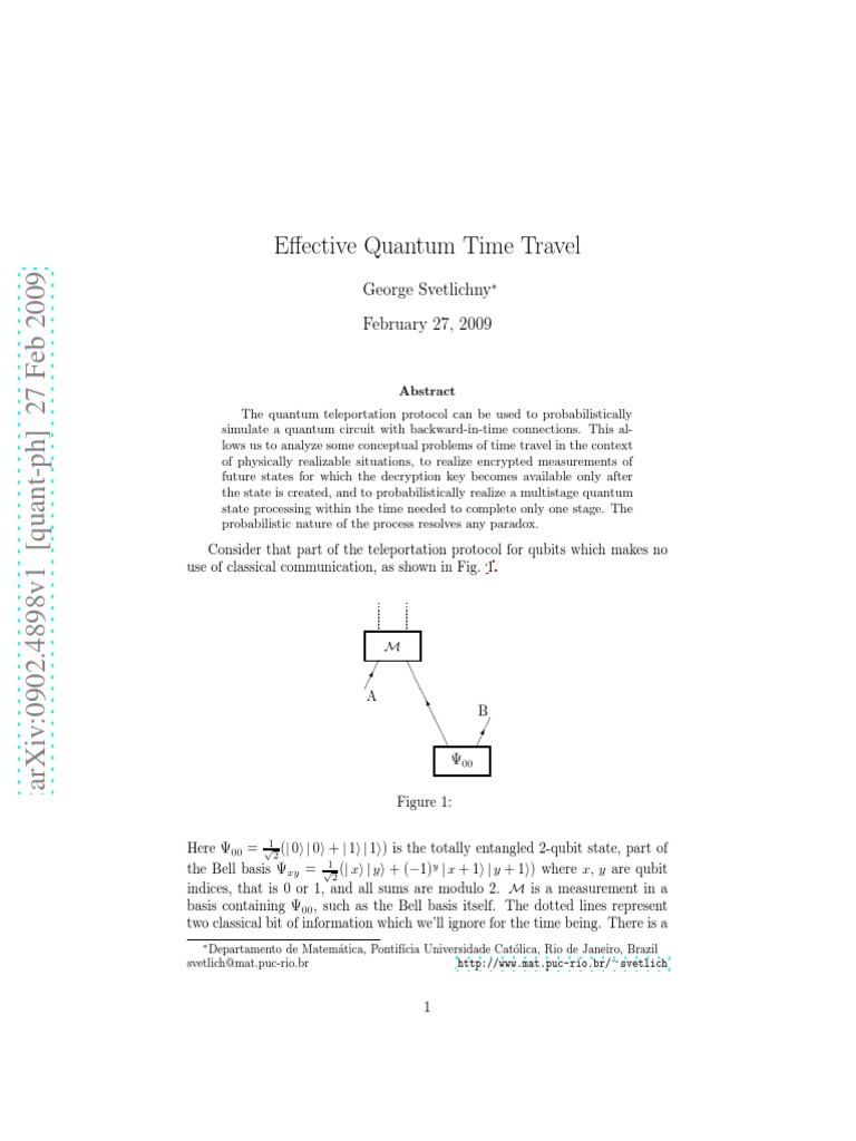 Effective Quantum Time Travel | PDF | Time Travel | Particle Physics