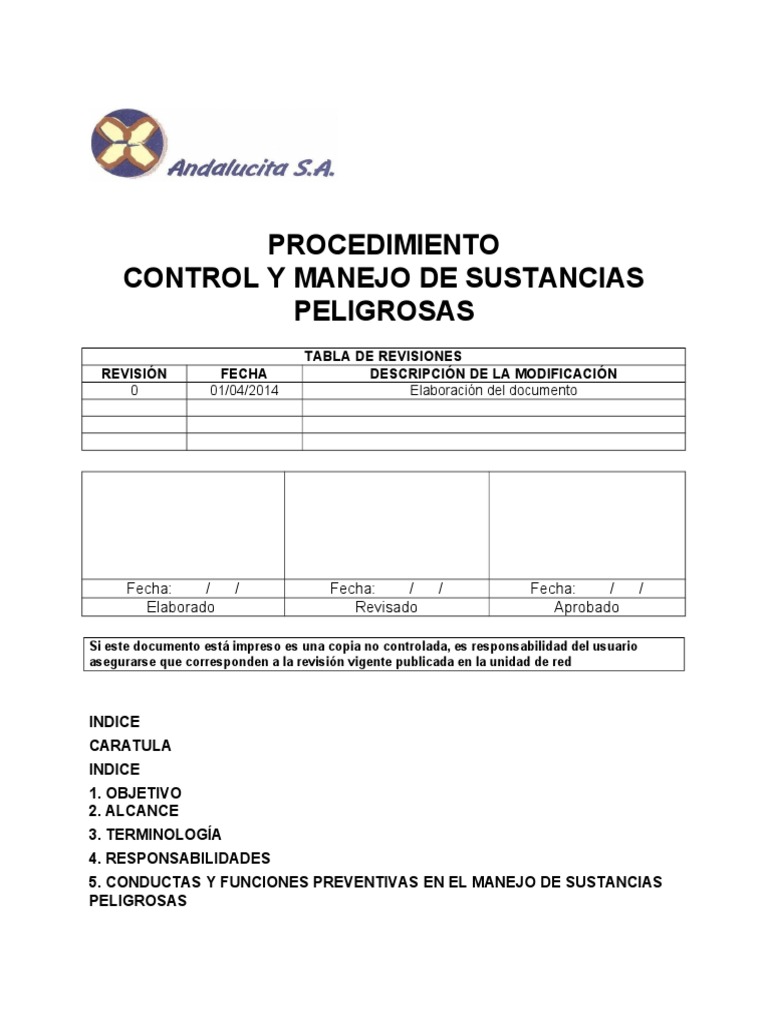 Control y Manejo de Sustancias Peligrosas | PDF | Residuos | Contaminación