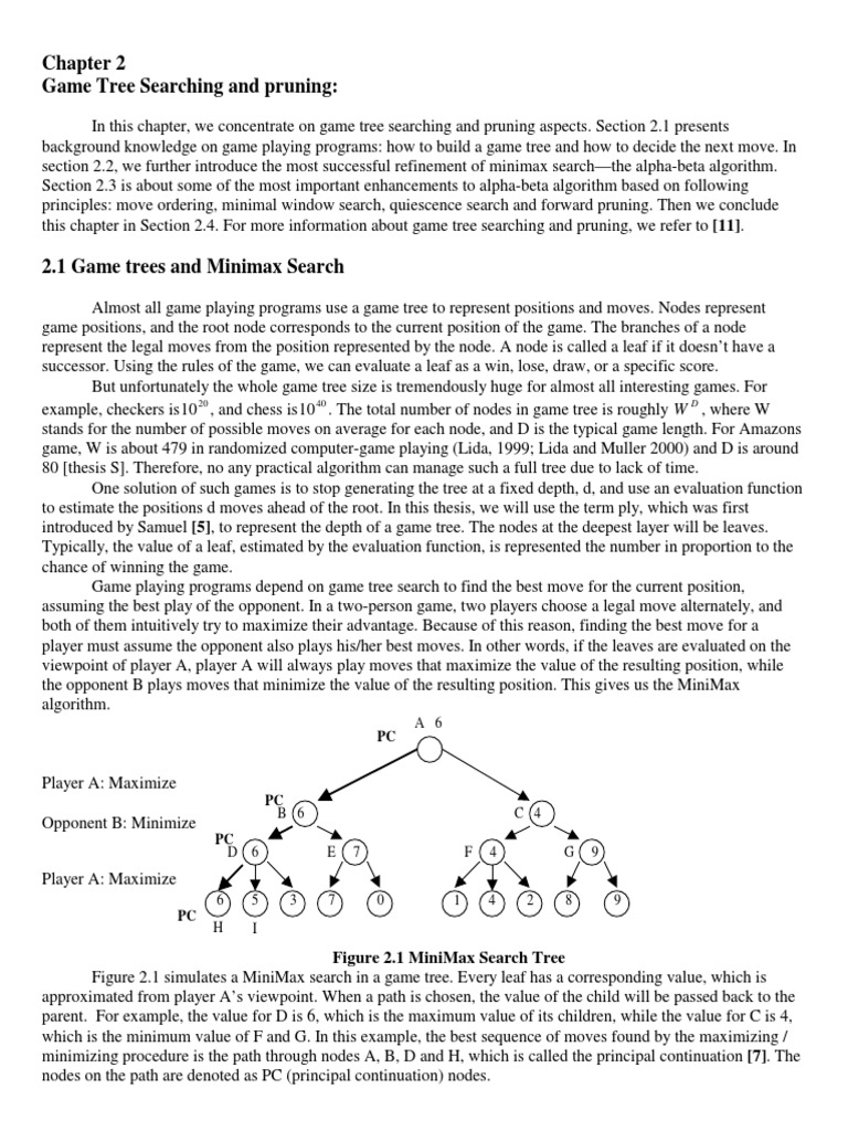 Game Tree Searching and Pruning:: Figure 2.1 Minimax Search Tree | PDF ...