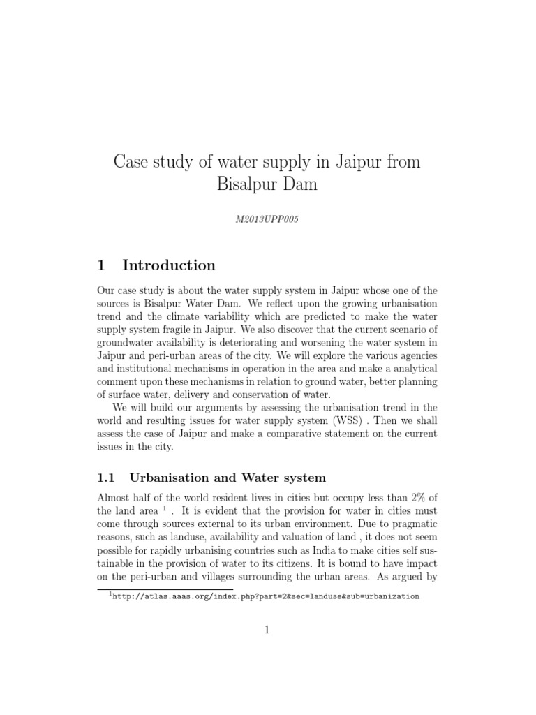 Case Study of Water Supply in Jaipur From Bisalpur Dam | Download Free ...