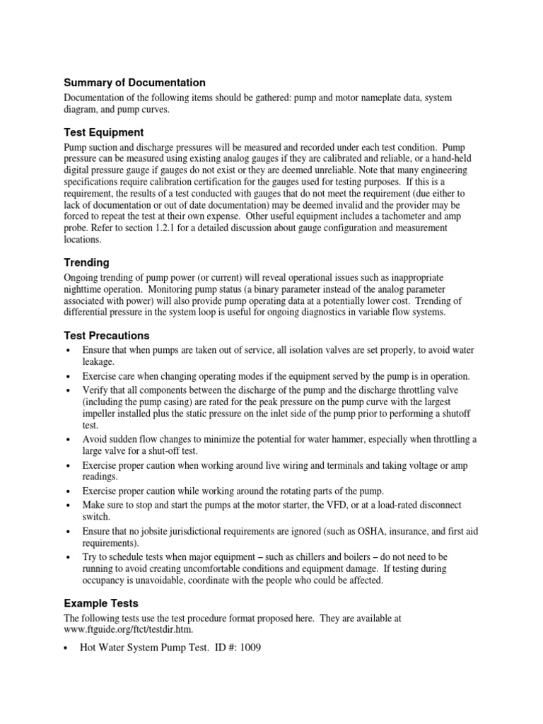 Pump Performance Test Procedure Sheet 2 | PDF | Pump | Valve