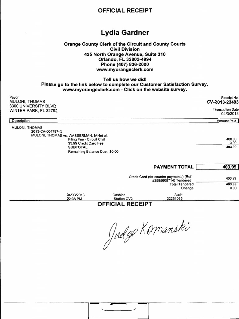 Ten Million Dollar Lawsuit Ian Wasserman Orange County Orlando Florida ...