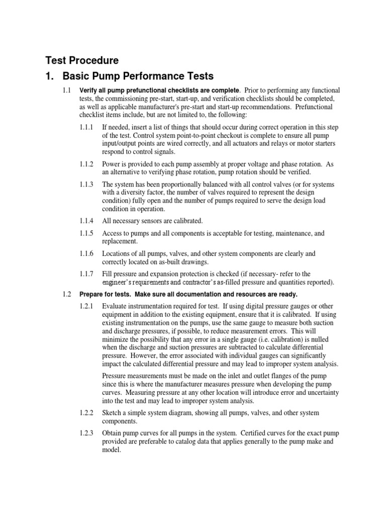 Pump Performance Test Procedure Sheet 3 | Download Free PDF | Pump | Valve