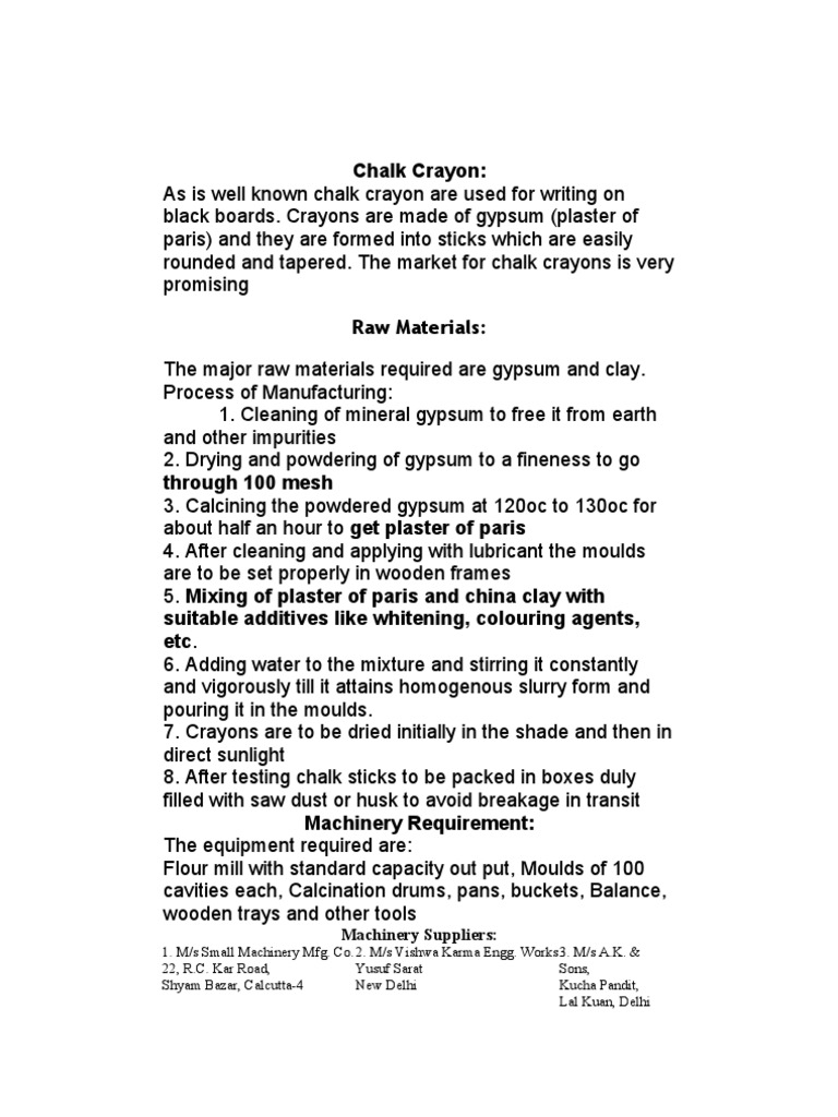 Chalk Crayon | PDF | Chalk | Mill (Grinding)
