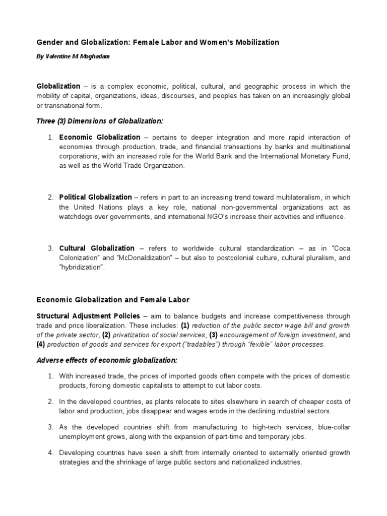 Gender, Globalization, and Women's Labor | PDF | Globalization | Feminism