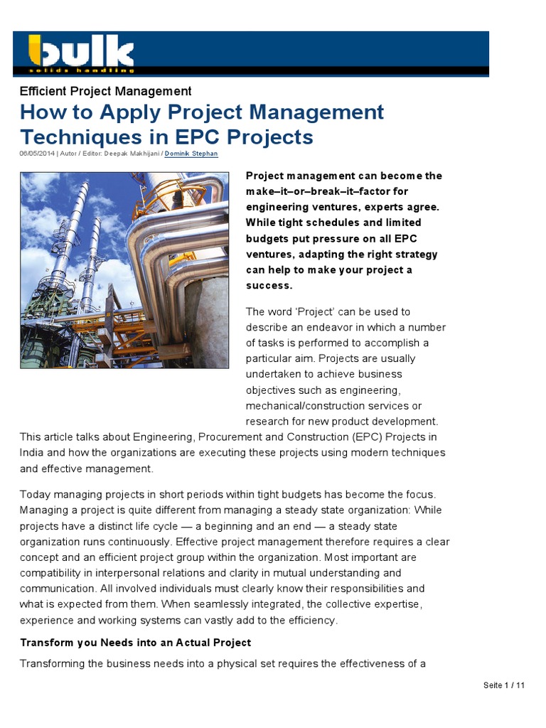 Techniques in EPC Projects | PDF | Supply Chain Management | Engineering