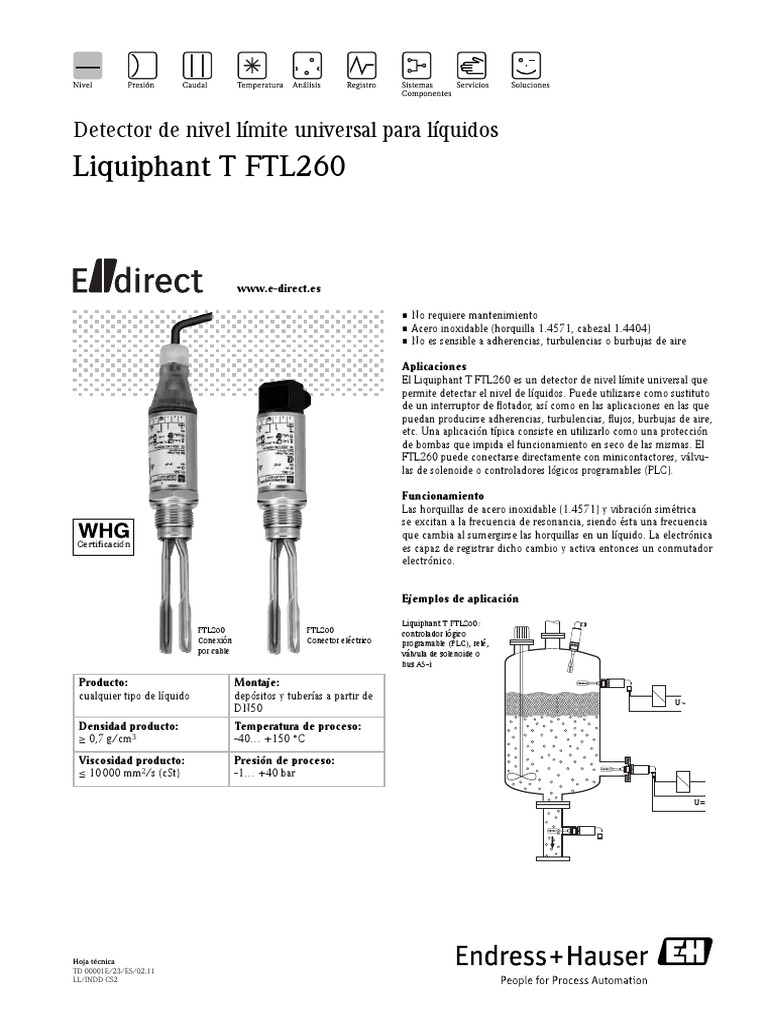 Detector de Nivel Liquiphant T FTL260 | PDF | Ingenieria Eléctrica ...