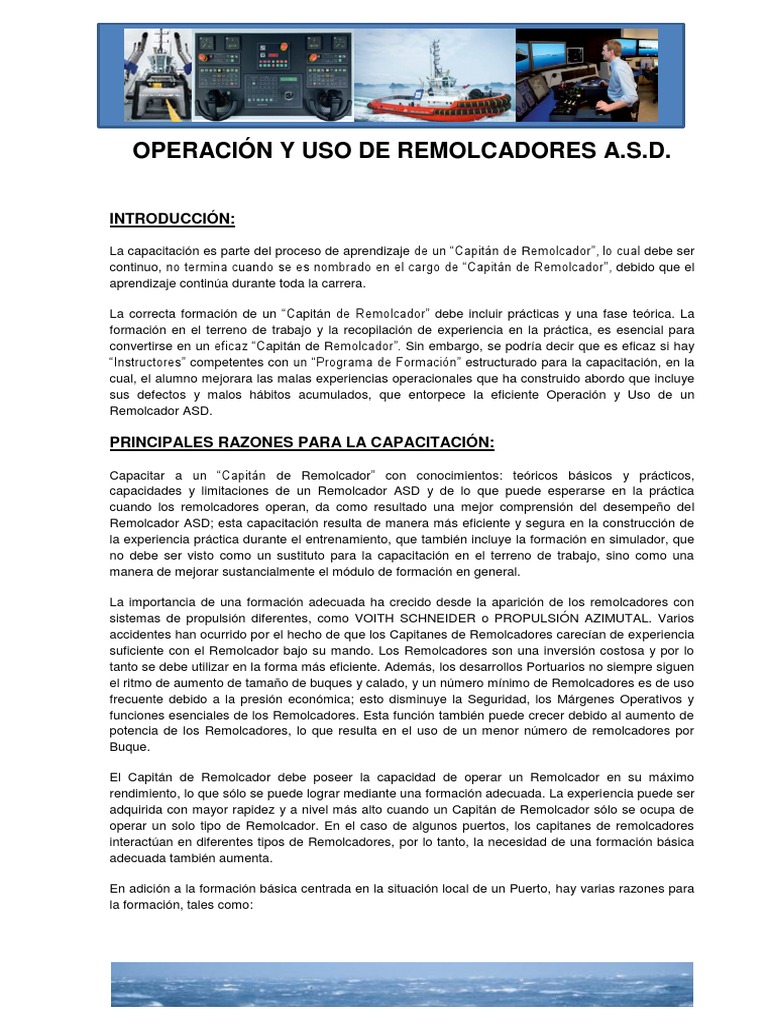 Operación y Uso de Remolcadores ASD | PDF | Buques | Aprendizaje