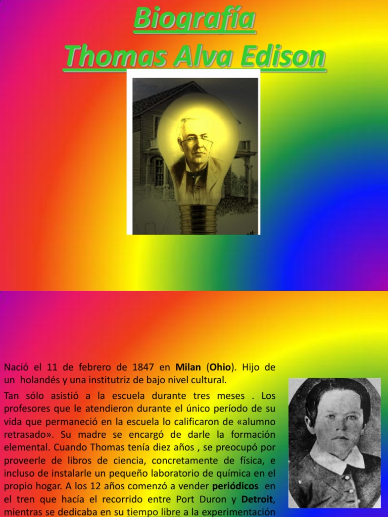 Biografia Thomas Alva Edison | PDF | Thomas Edison | Fonógrafo