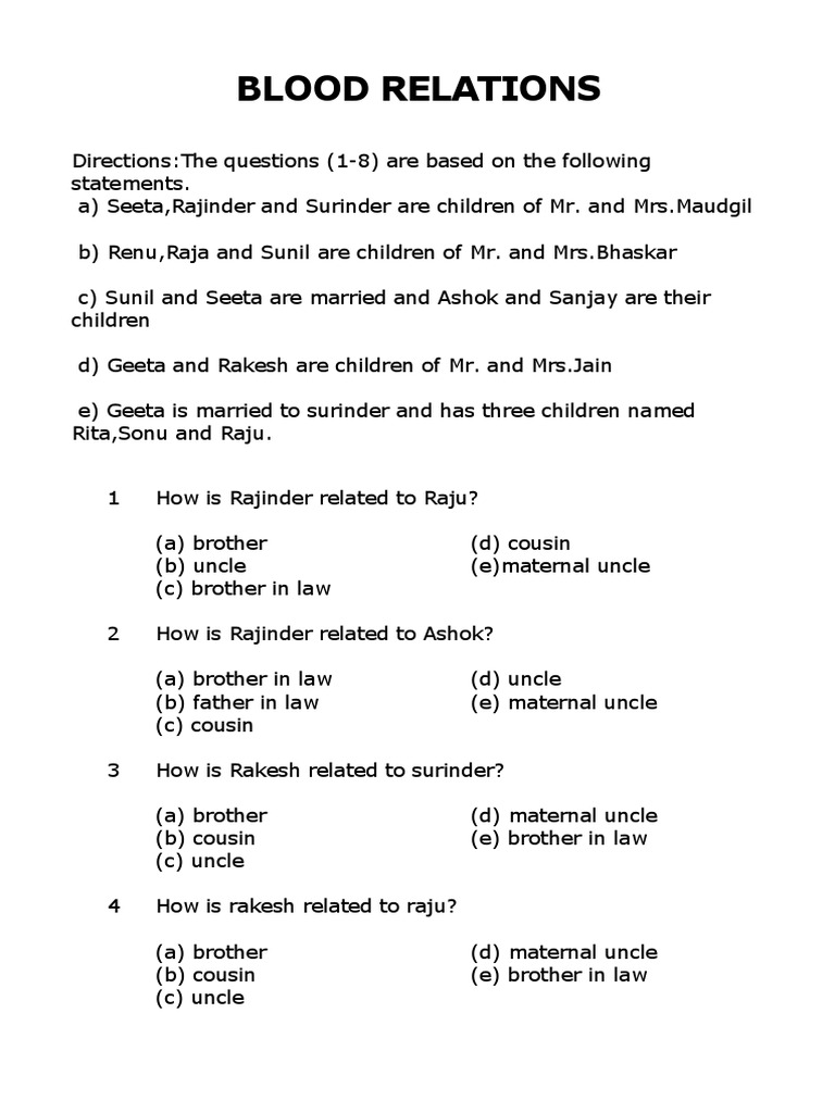 Decoding Family Relationships: An Analysis of Blood Relations and ...