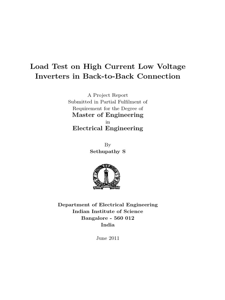 Load Test On High Current Low Voltage Inverters in Back-to-Back ...