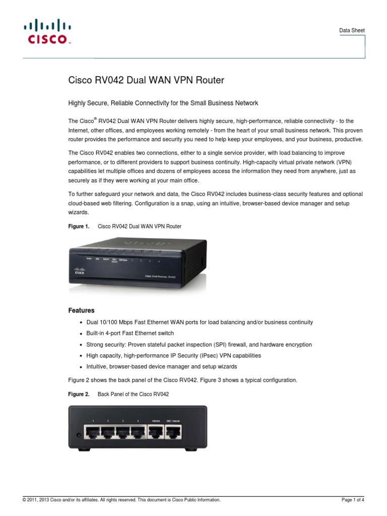 Cisco RV042 Dual WAN VPN Router: Highly Secure, Reliable Connectivity ...
