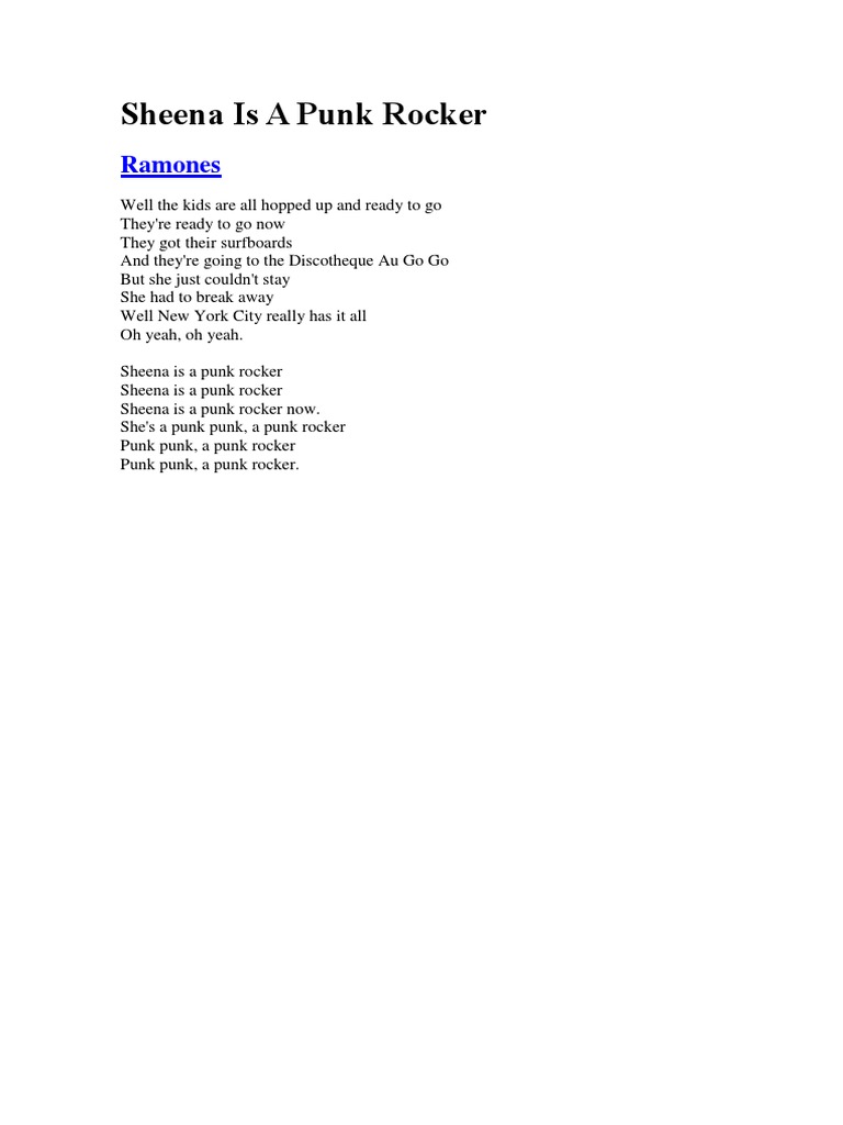 Sheena Is A Punk Rocker Lyrics | PDF