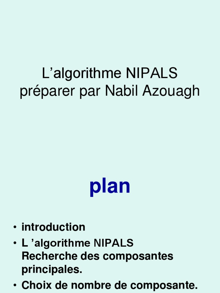 L'Algorithme NIPALS Fi | PDF | Analyse en composantes principales | Algèbre
