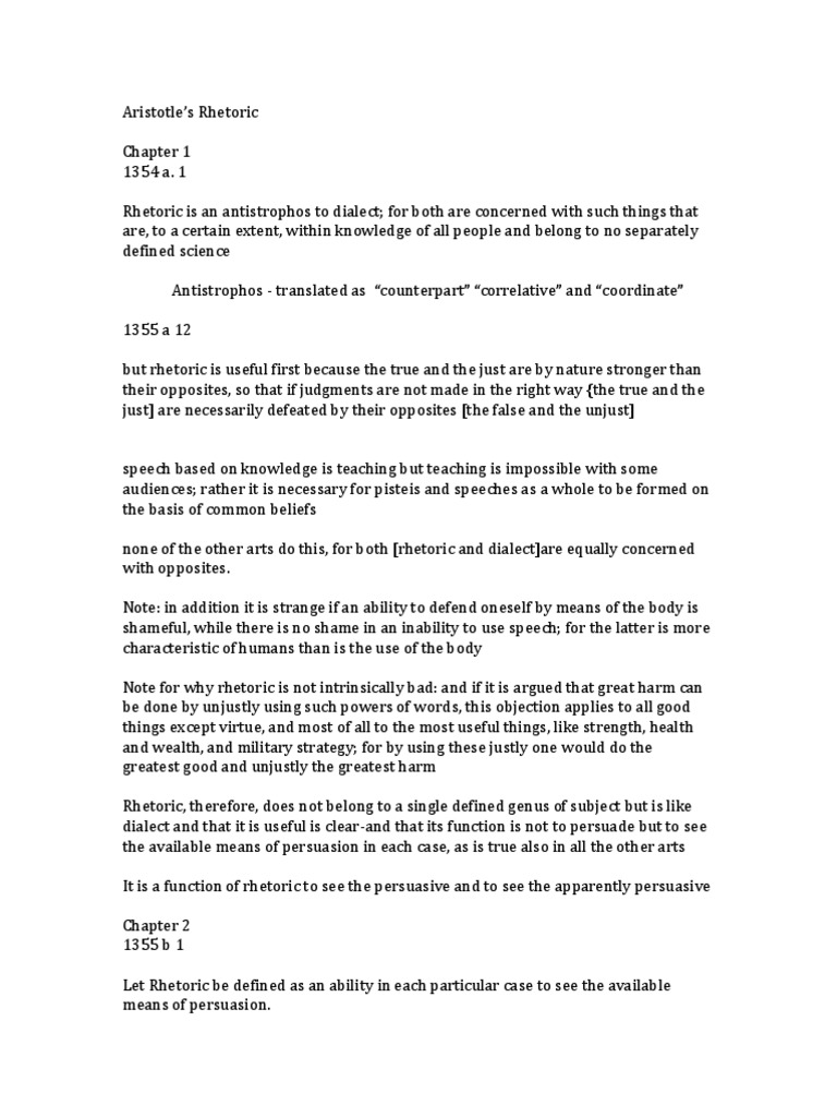 Aristotle's Rhetoric | PDF | Rhetoric | Logos