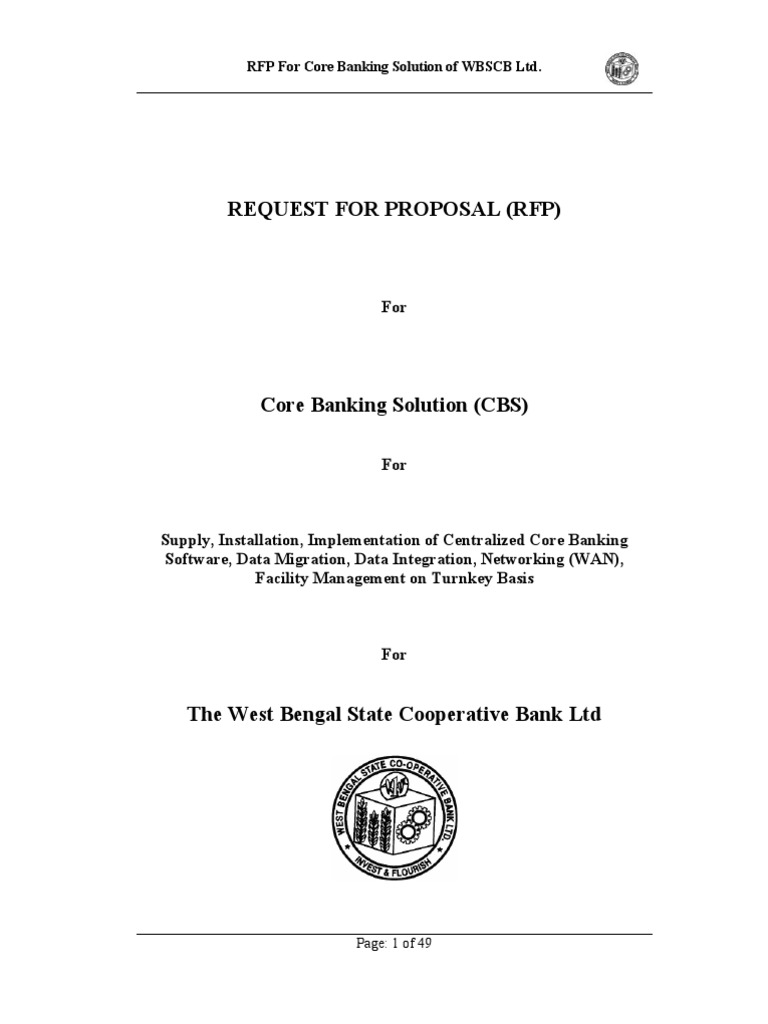RFP For Core Banking Solution of WBSCB Ltd. | PDF | Request For ...