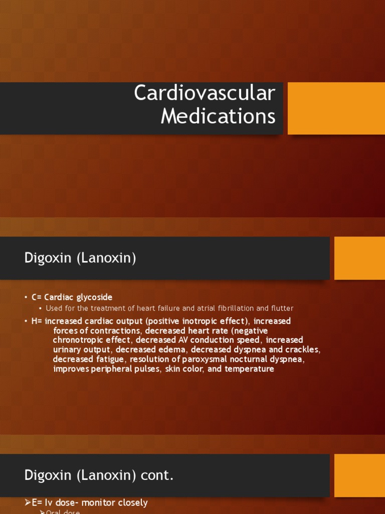 Cardiovascular Medicationspharm | PDF | Diseases And Disorders | Drugs