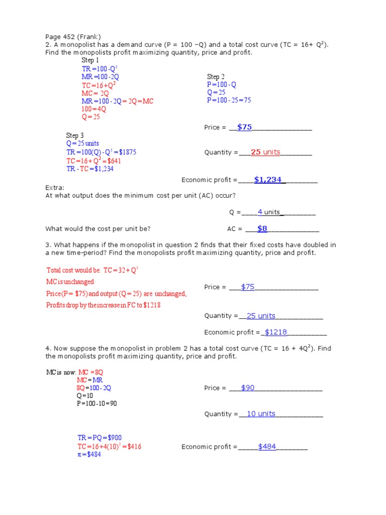 Monopoly Questions Answers Pdf Monopoly Profit Economics