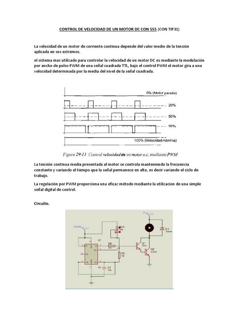 Control de Velocidad de Un Motor DC Con 555 | PDF
