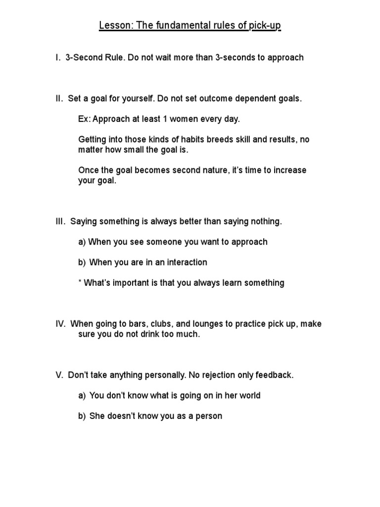 Lesson The Fundamental Rules of Pick-Up | PDF