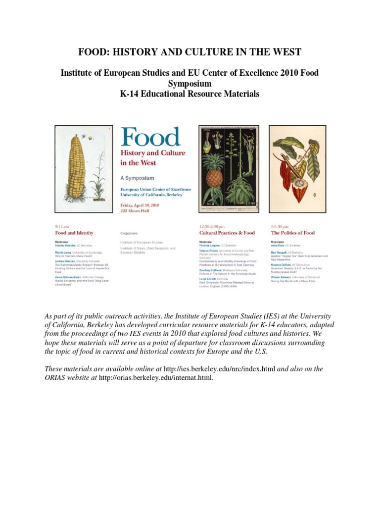 Food History and Culture in The West | PDF | Local Food | Foods