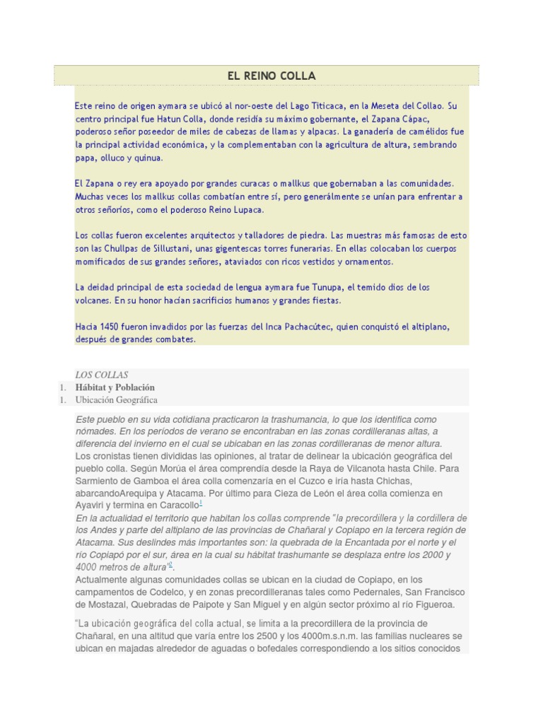 El Reino Colla | PDF | Imperio Inca | Rituales