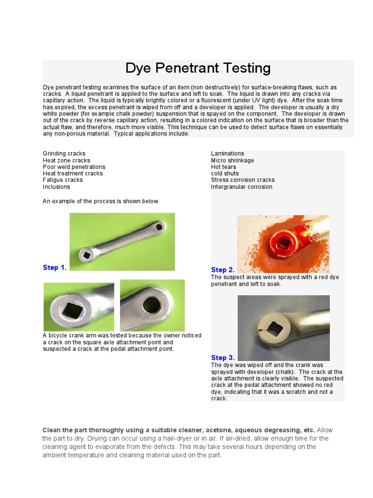 Dye Penetrant Testing | Materials Science | Applied And ...