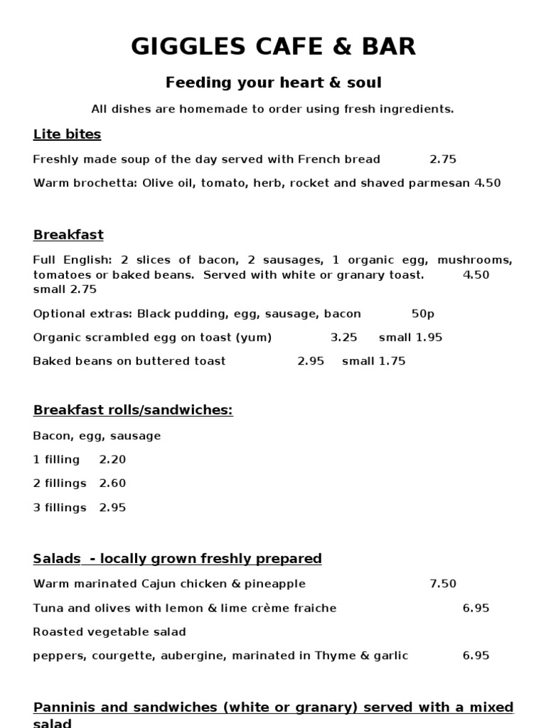 Giggles Cafe & Bar | PDF