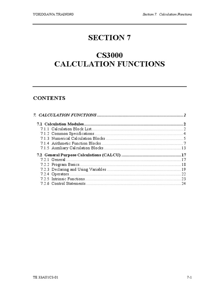 S7 Calculation Functions | PDF | Trigonometric Functions | Data Type
