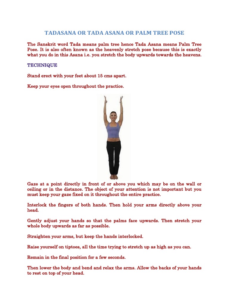 Tadasana or Tada Asana or Palm Tree Pose | PDF | Self-Improvement