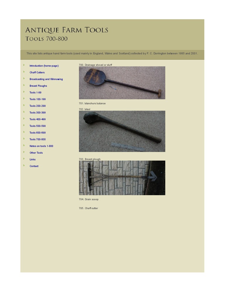 A Catalog of Over 700 Historic English Farm Tools from the P.C ...