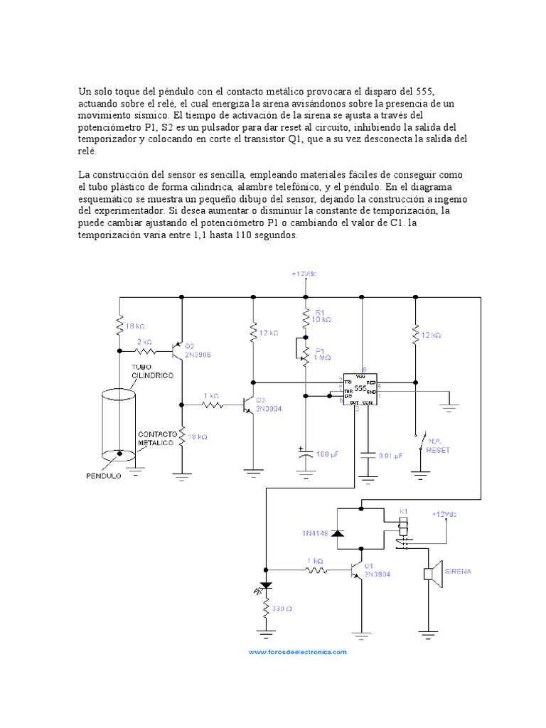 Sensor Sísmico de Péndulo DIY | PDF | Relé | Sensor