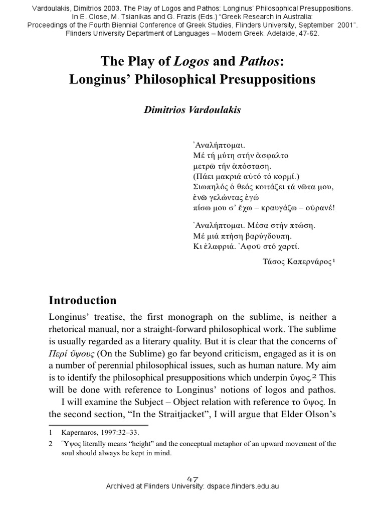 Dimitrios Vardoulakis | PDF | Logos | Rhetoric