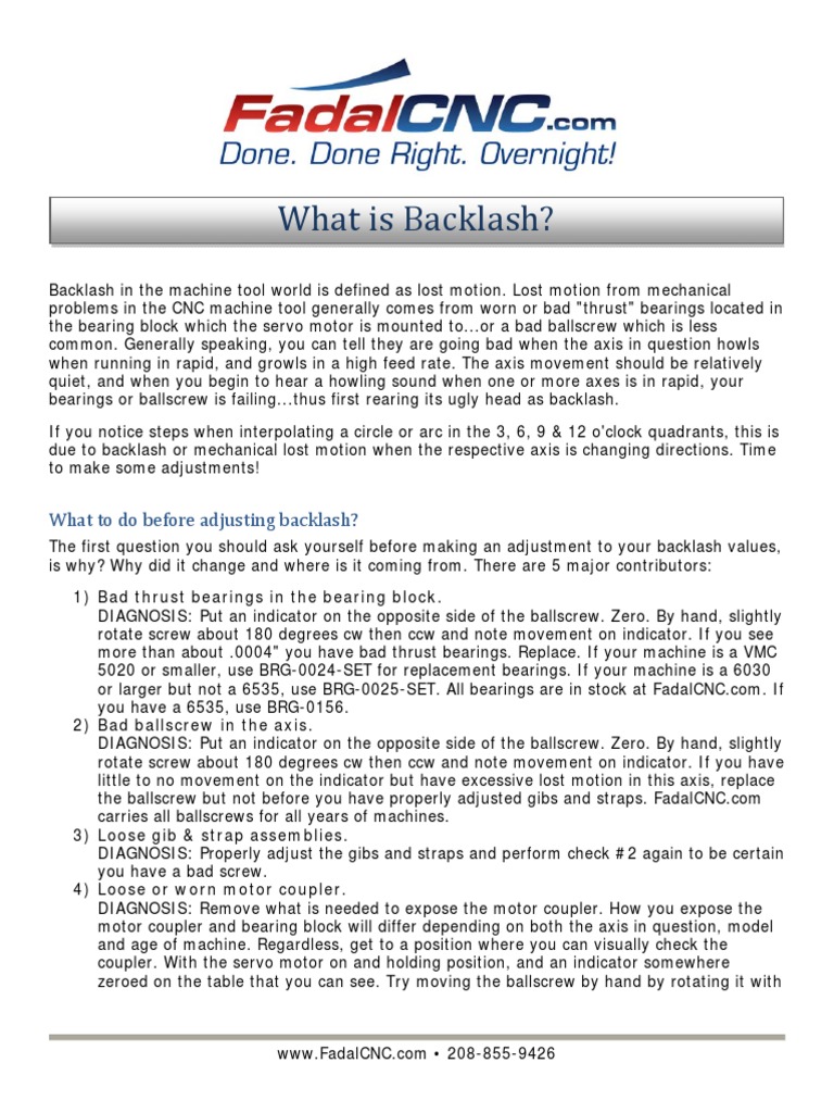 What Is Backlash Fadal | PDF | Rotation Around A Fixed Axis | Bearing ...