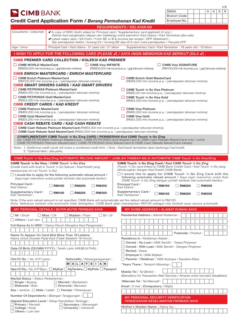 Credit Card Form | PDF | Financial Transaction | Credit Card