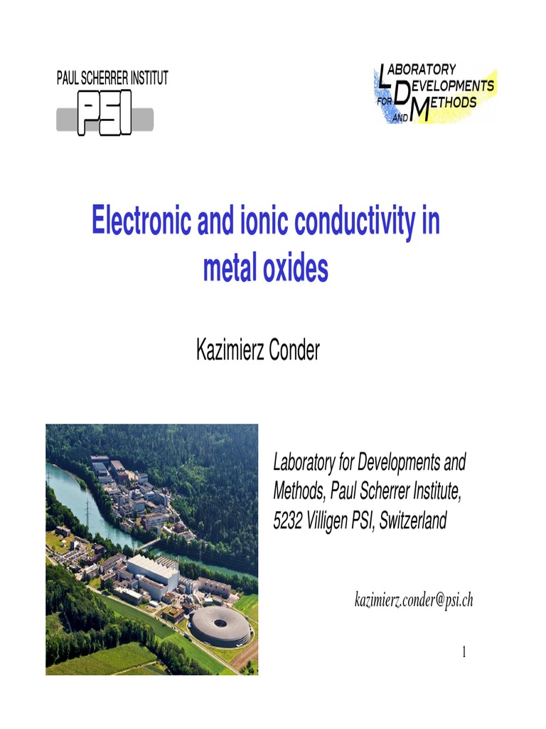 Electronic and Ionic Conductivity in Metal Oxides | PDF | Band Gap | Electrical Resistivity And ...