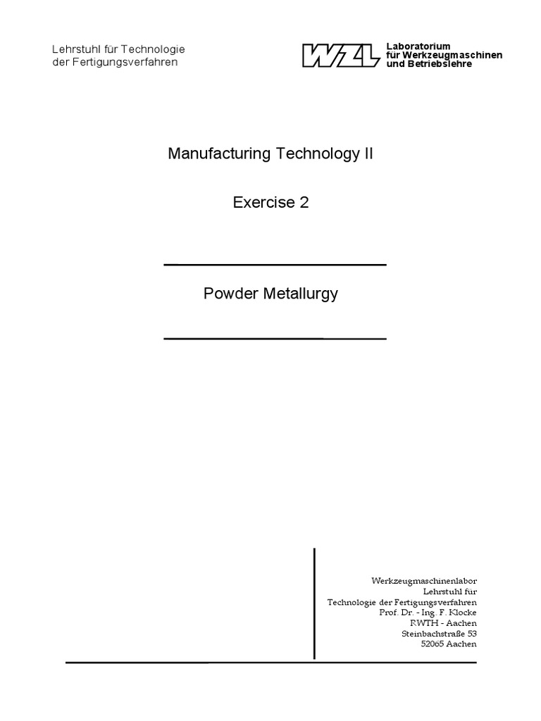 Mt Ii Exercise 2 Pdf Sintering Metallurgy
