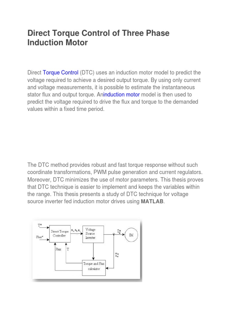 Direct Torque Control of Induction Motors | PDF | Technology & Engineering